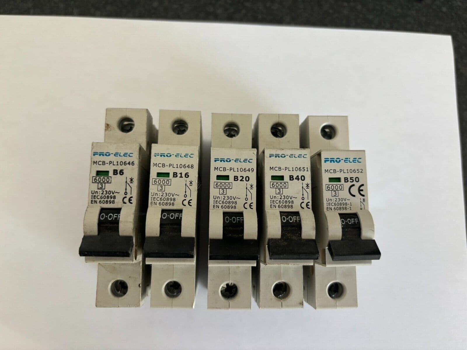 PRO ELEC B6 B10 B16 B20 B32 B40 B50 AMP 6KA SINGLE POLE MCB CIRCUIT ...