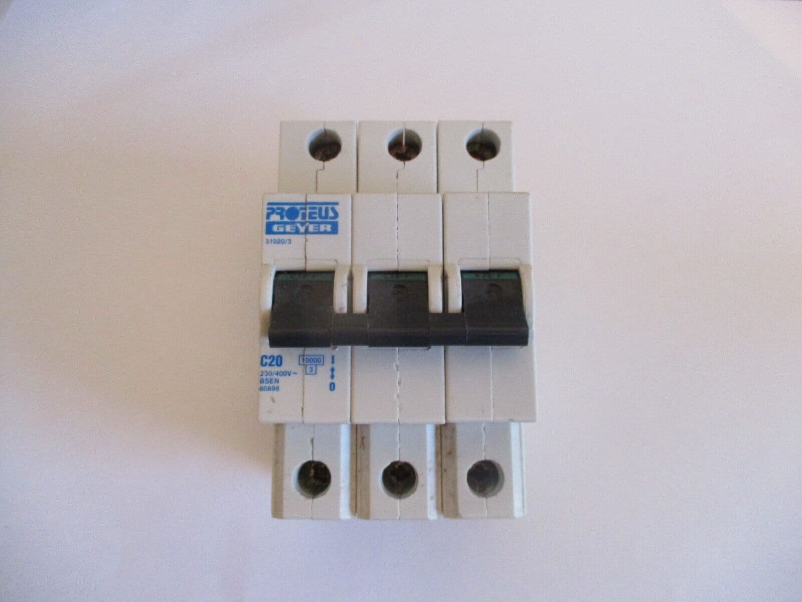 PROTEUS GEYER C20 20 AMP 31020/3 10KA TRIPLE POLE MCB CIRCUIT BREAKER