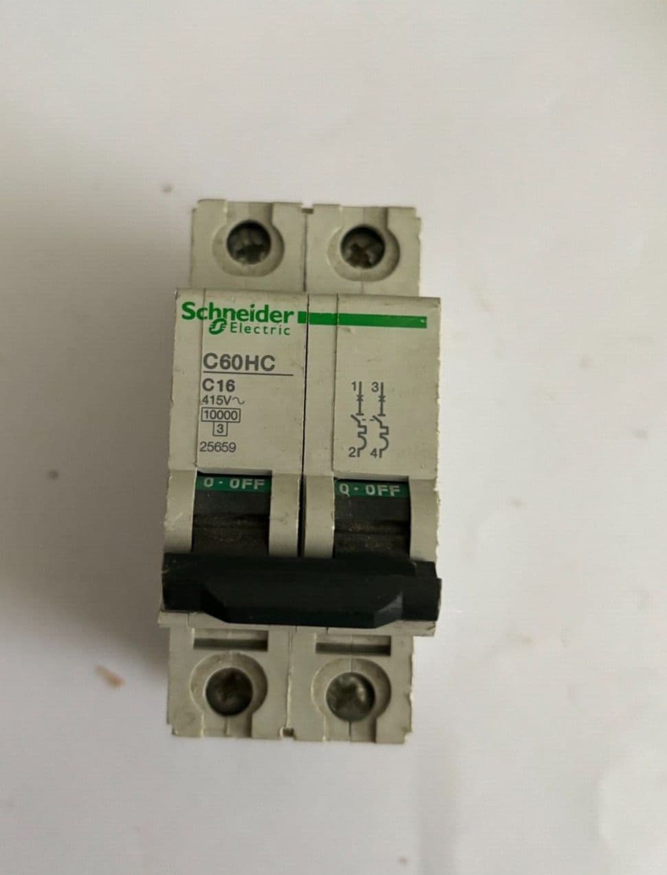 SCHNEIDER C60HC C16 16 AMP 25659 DOUBLE POLE MCB CIRCUIT BREAKER