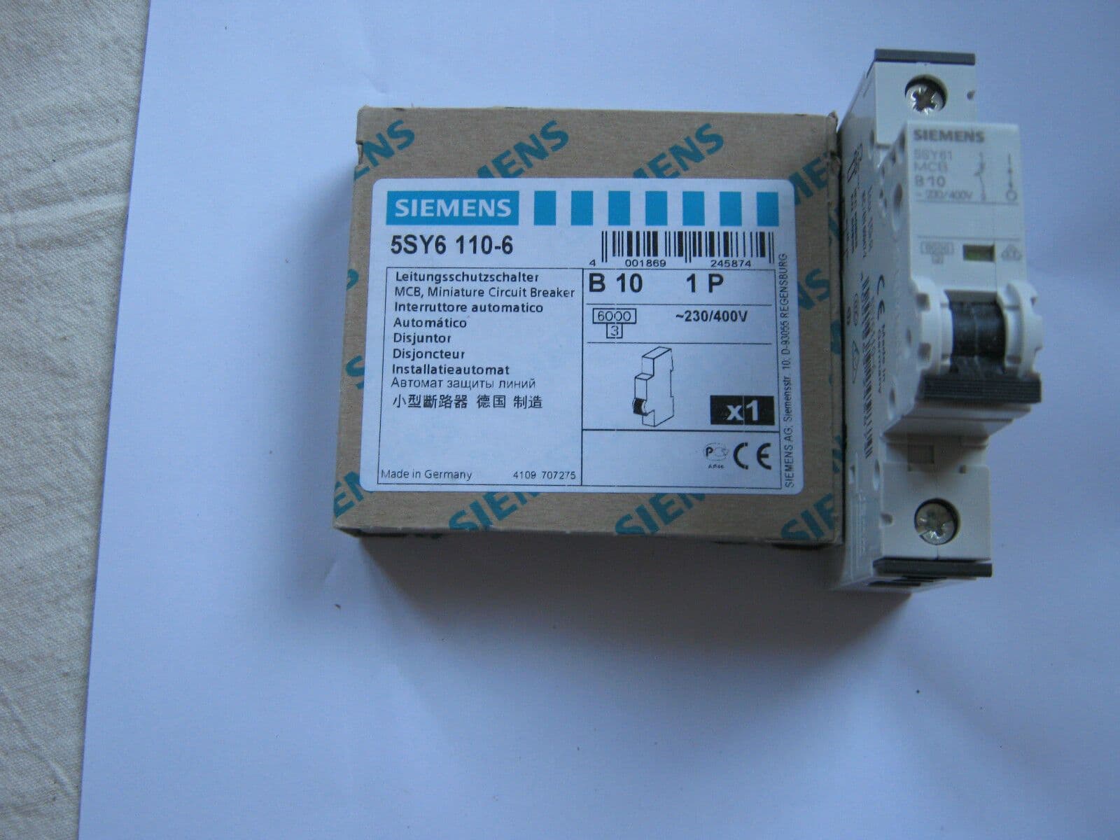 SIEMENS 5SY61 B10 10 AMP 5SY6 110-6 SINGLE POLE MCB CIRCUIT BREAKER