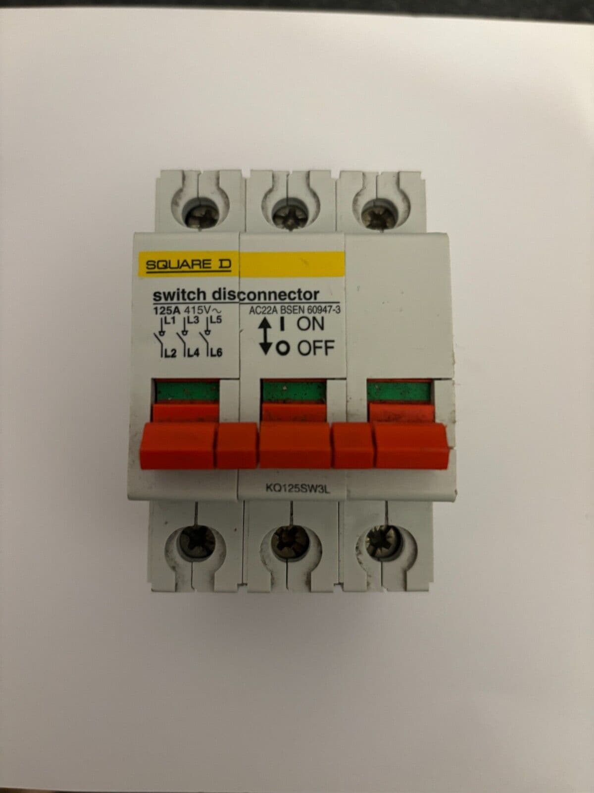 SQUARE D 125 AMP KQ125SW3L TRIPLE POLE MAIN SWITCH DISCONNECTOR SEE ...