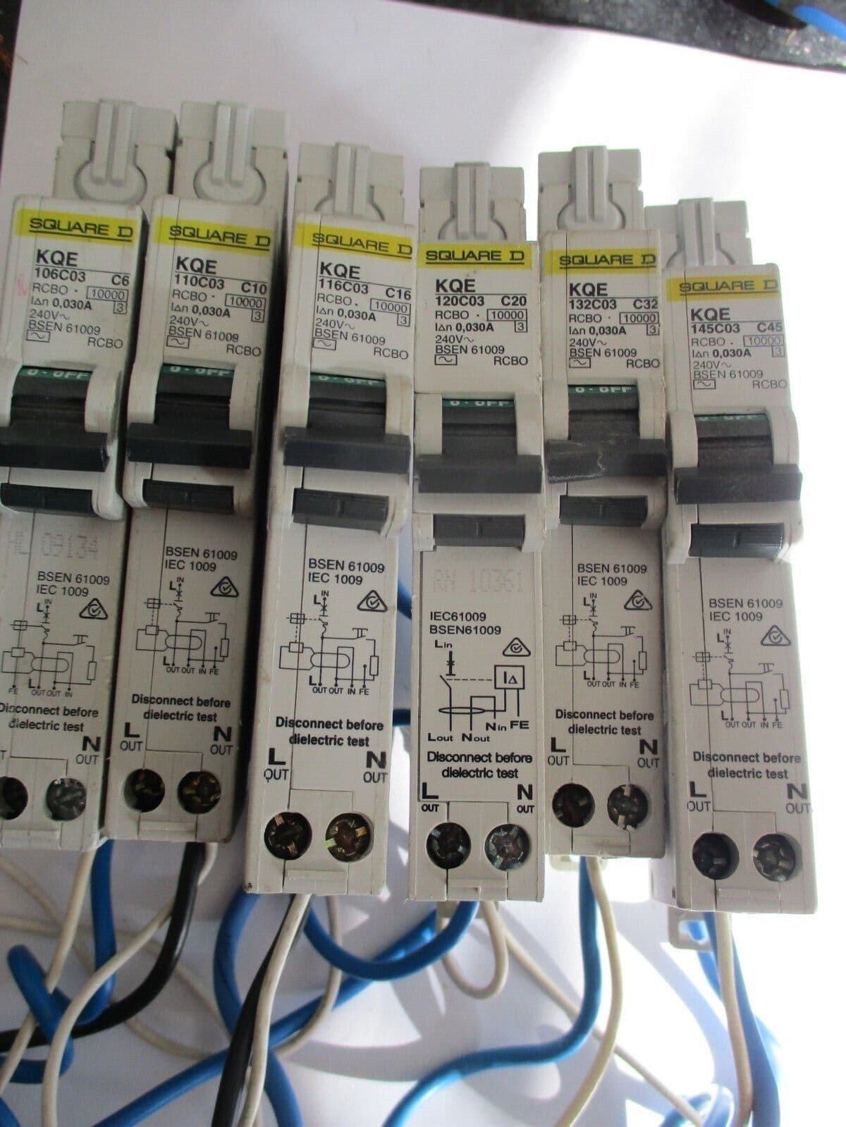 SQUARE D KQE C6 C10 C16 C20 C32 C40 C45 10 KA 30mA RCBO CIRCUIT BREAKERS