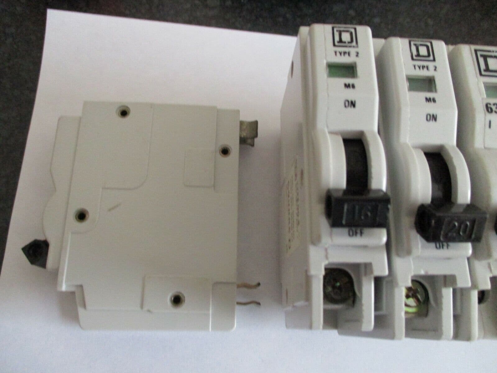 SQUARE D QOE 6 10 16 20 32 45 63 AMP TYPE 1 / 2 / 3 M6 /M9 MCB CIRCUIT ...
