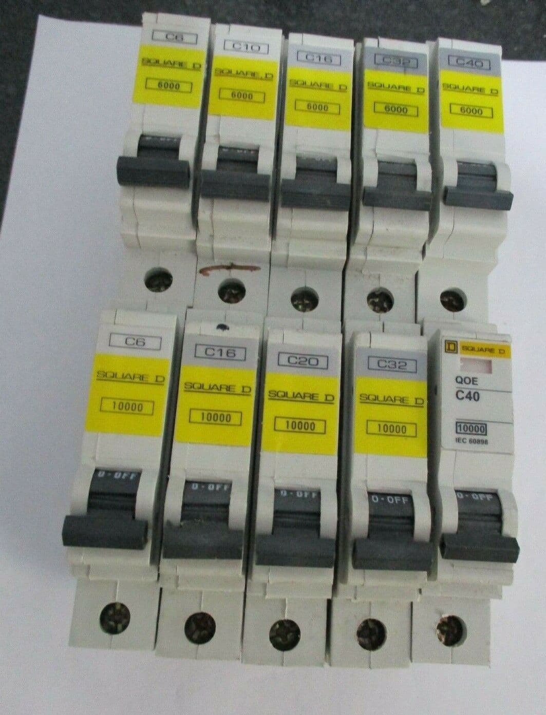 SQUARE D QOE C6 C10 C16 C20 C32 C40 6KA / 10KA SINGLE POLE MCB CIRCUIT ...
