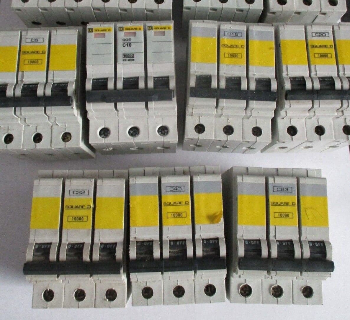 SQUARE D QOE QWIKLINE C6 C10 C16 C20 C32 C40 C63 10KA TRIPLE POLE MCBS