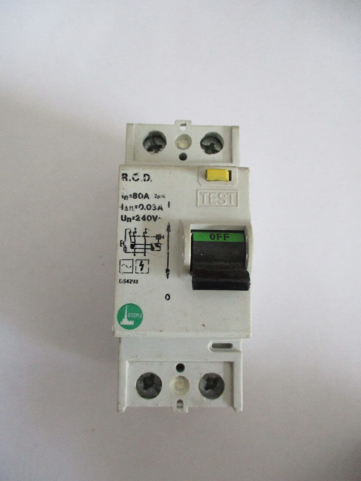 STEEPLE G E STYLE 80 AMP 30mA RCD CIRCUIT BREAKER