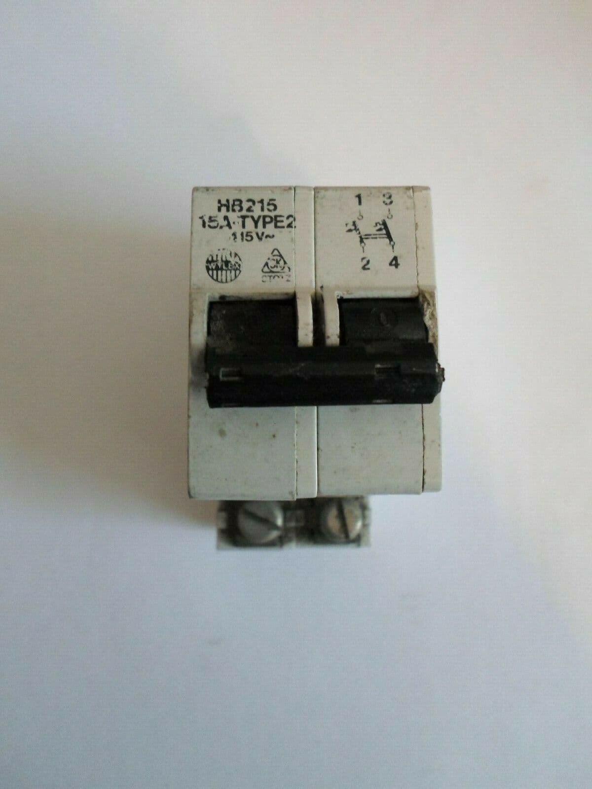 WYLEX HB215 15 AMP DOUBLE POLE MCB CIRCUIT BREAKER