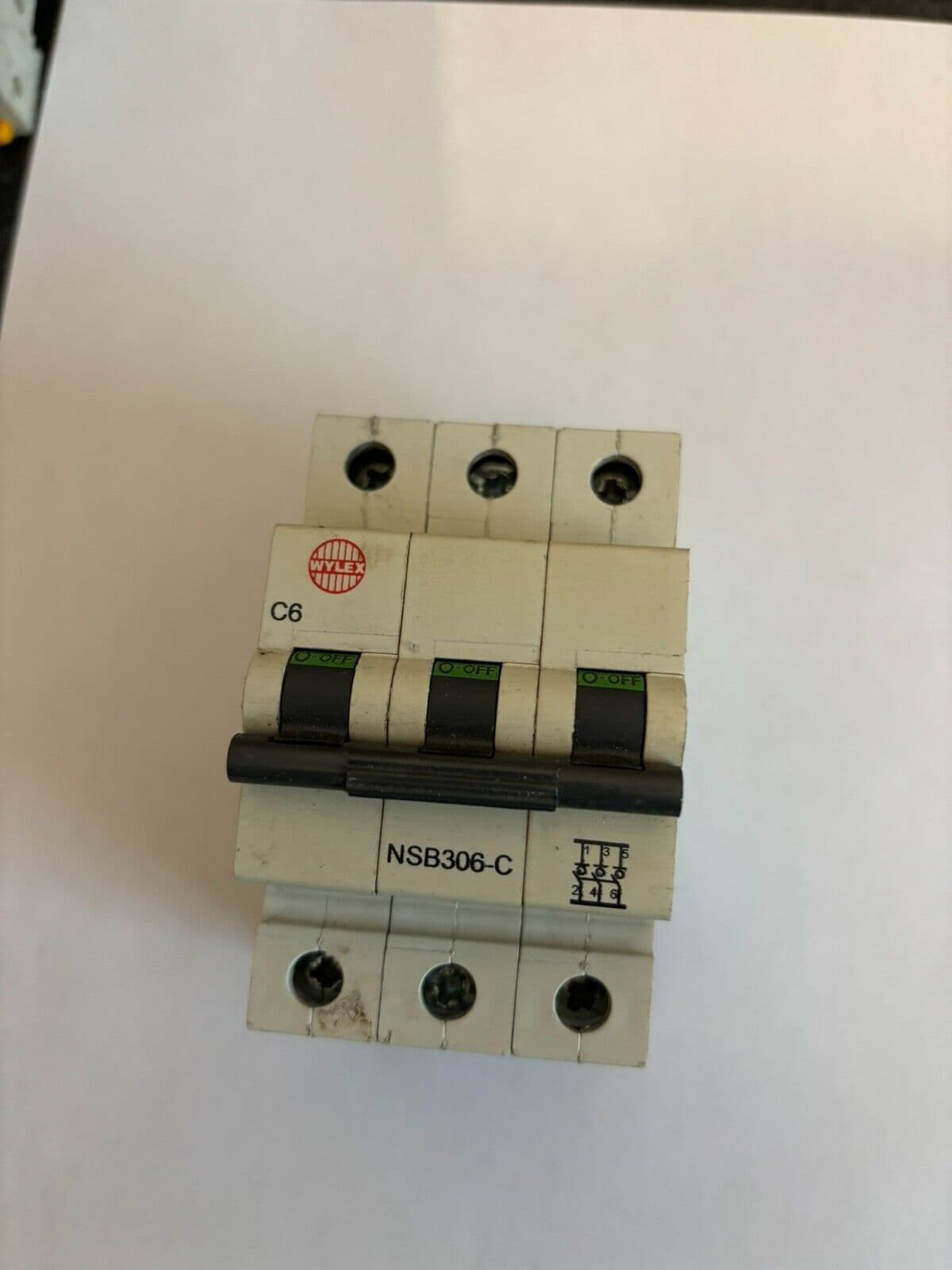 WYLEX NSB306-C C6 6 AMP 10 KA TRIPLE POLE MCB CIRCUIT BREAKER SERIES 2