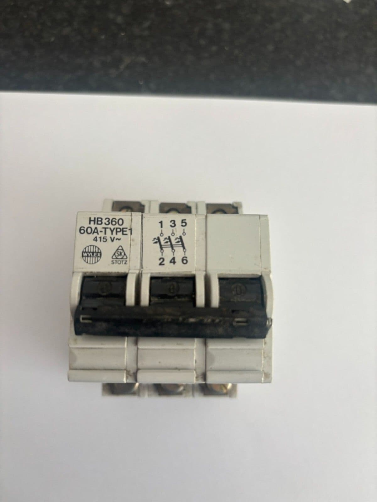 WYLEX STOTZ KONTAKT HB360 60 AMP TYPE 1 TRIPLE POLE MCB CIRCUIT BREAKER