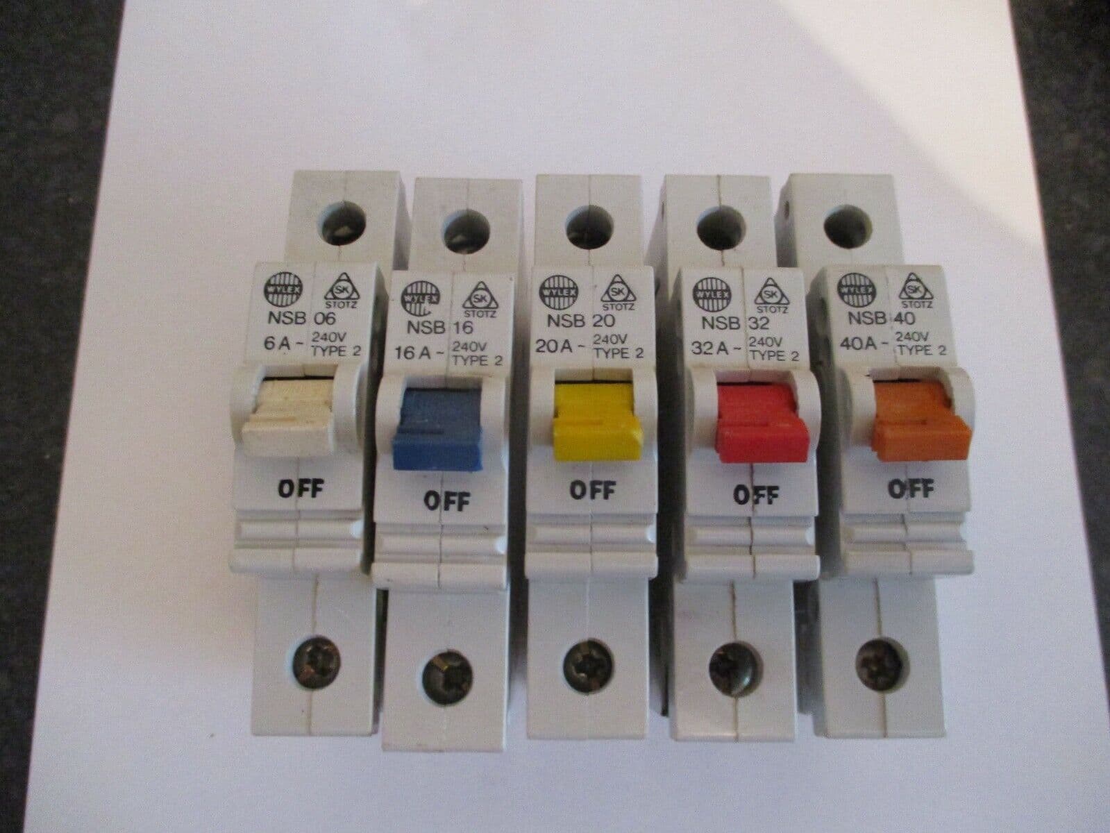 WYLEX STOTZ NSB 6A 10A 16A 20A 32A 40A TYPE 2 M6 BS3871 SINGLE POLE MCBS