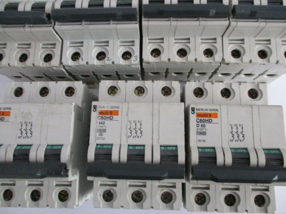 MERLIN GERIN MULTI 9 C60HD D6 D10 D16 D20 D32 D40 D50 D63 10KA TRIPLE ...