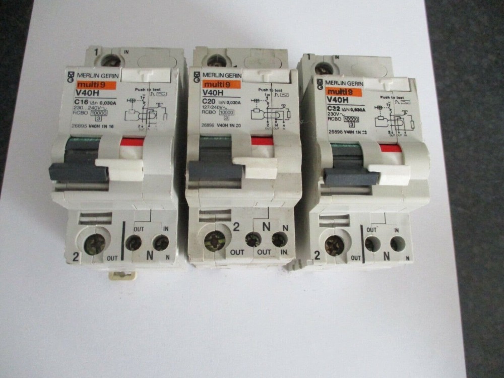 MERLIN GERIN MULTI 9 V40H C16 C20 C32 30mA DOUBLE POLE RCBOS CIRCUIT ...