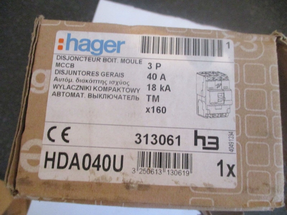 NEW HAGER H3 X160 40 AMP HDA040U TRIPLE POLE MCCB CIRCUIT BREAKER