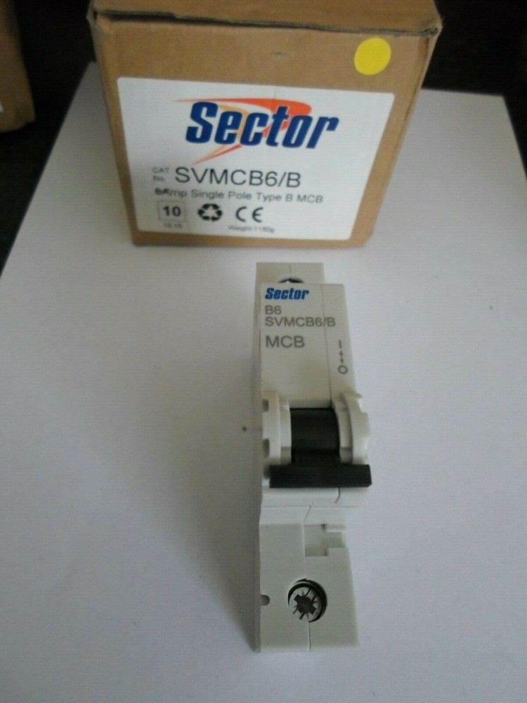 NEW SECTOR B6 6 AMP SVMCB6/B 6KA SINGLE POLE MCB CIRCUIT BREAKER CURRENT MODEL