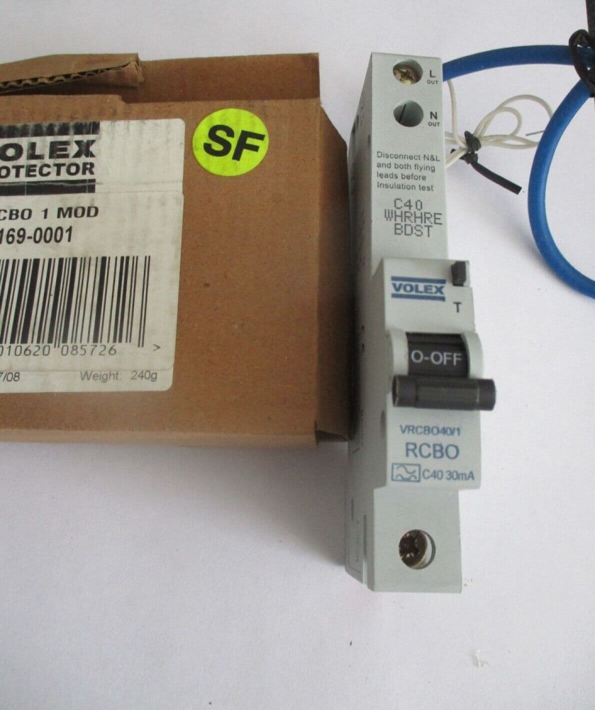 NEW VOLEX C40 40AMP 6KA VRCBO40/1 SINGLE POLE RCBO CIRCUIT BREAKER ...