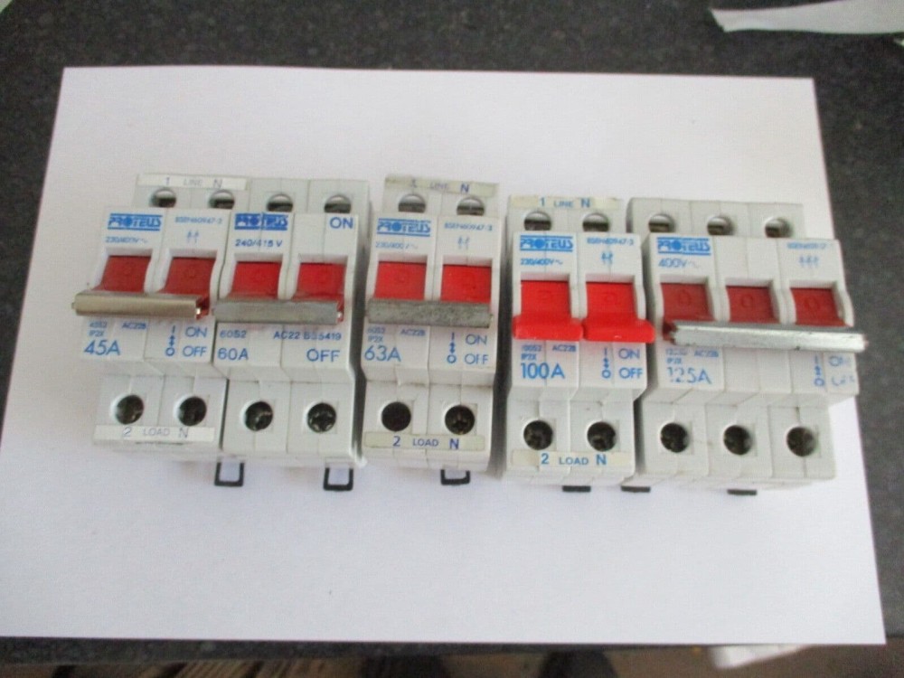 PROTEUS 45 60 63 80 100 AMP DOUBLE/TRIPLE POLE MAIN SWITCH ISOLATORS