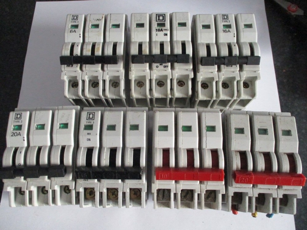 SQUARE D QOE TYPE 3 M9 6 10 16 20 32 40 50 63 AMP TRIPLE POLE MCBS