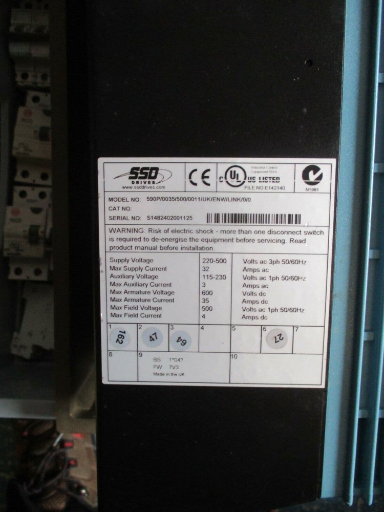 SSD DRIVES DC INTEGRATOR 590 SERIES 590P/0035/500/0011/UK/ENW/LINK/0/0