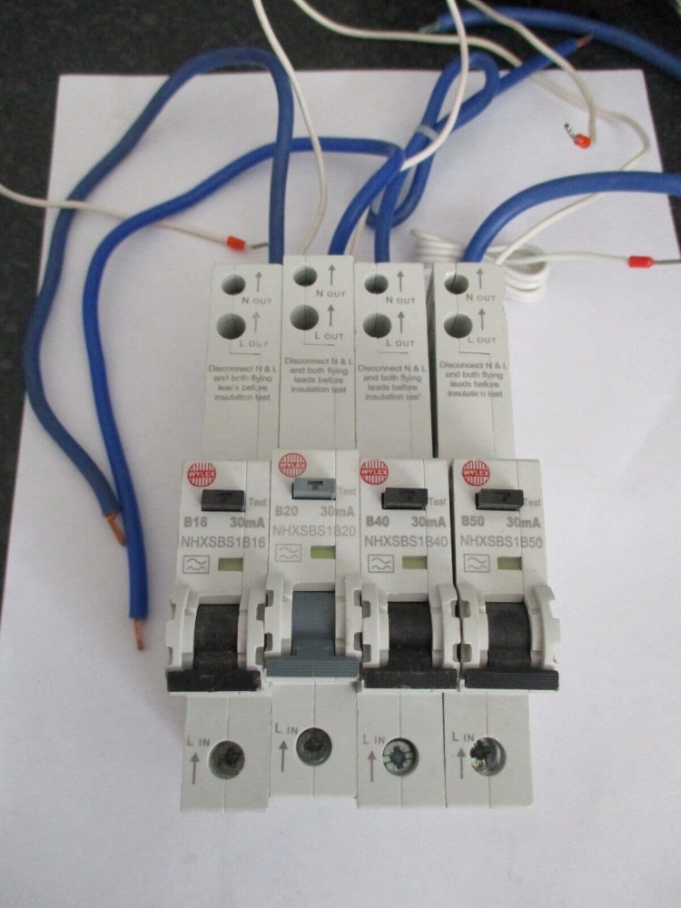 WYLEX NHXSBS1B RANGE B6 B10 B16 B20 B32 B40 B50 30mA SINGLE POLE 10KA RCBOS